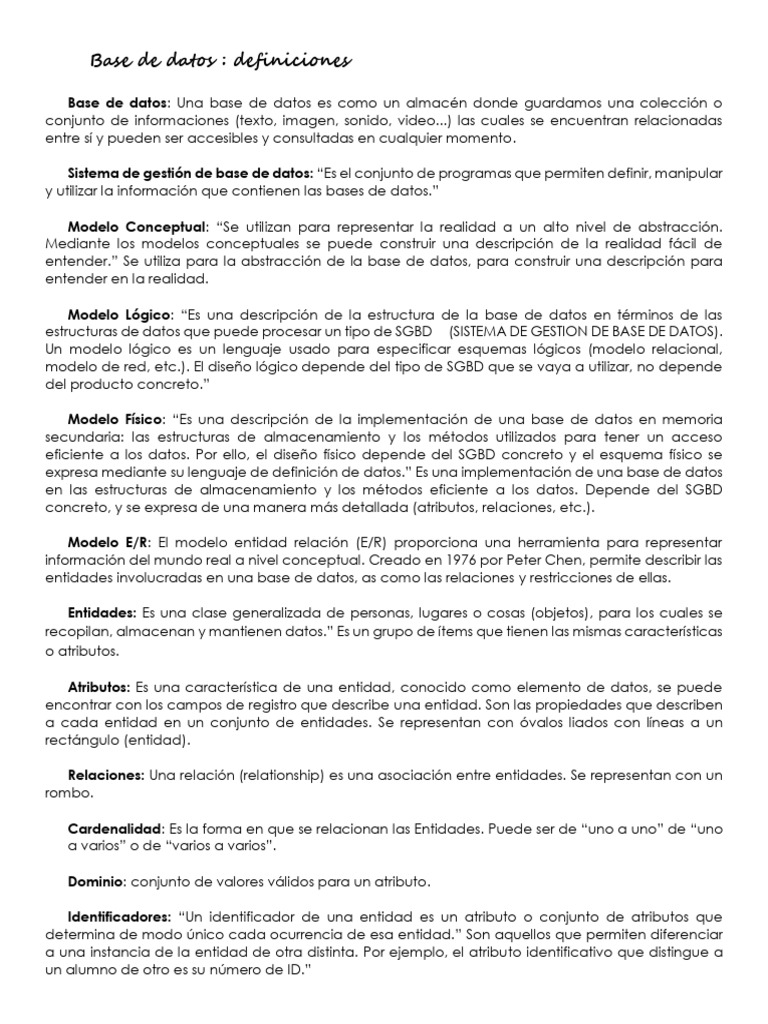 DTEC, Repaso, Periodo 1 | PDF | Bases de datos | Datos