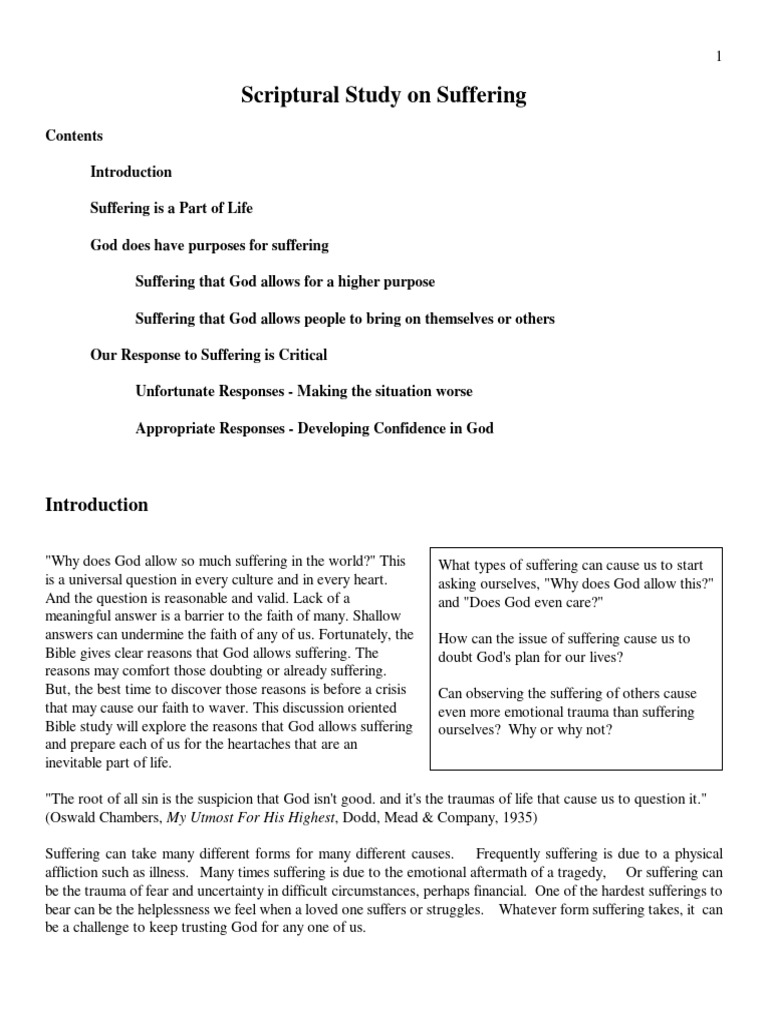 Why God Allows Suffering | PDF | Jesus | Dieting