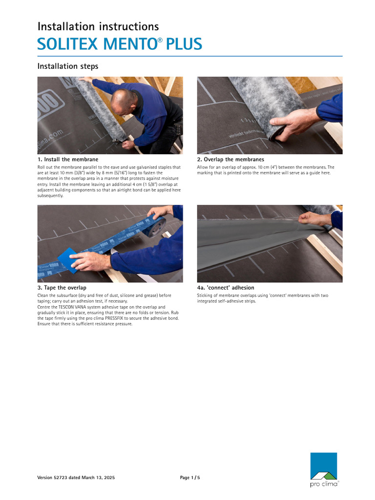 SOLITEX MENTO PLUS Installation Guide | PDF | Roof | Building