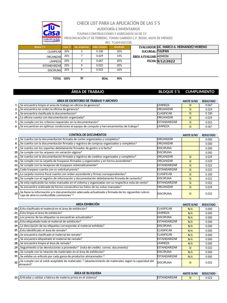 Check List Matriz Bono | PDF