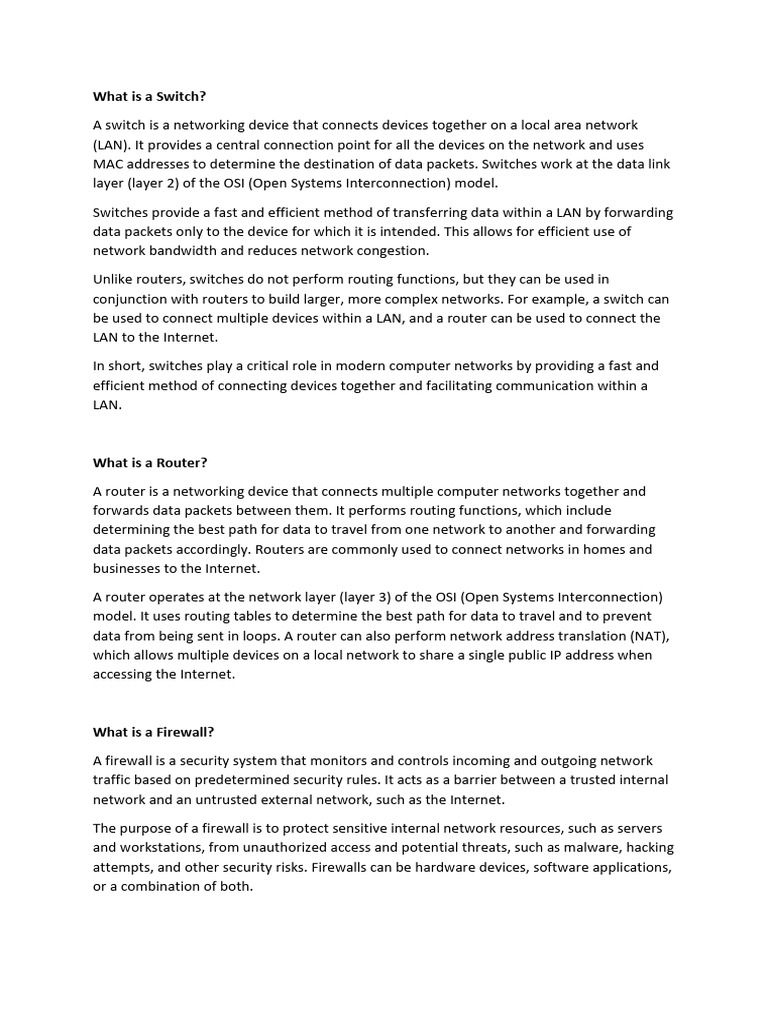 Definitions of Common Networking Hardware | PDF | Network Switch | Computer Network