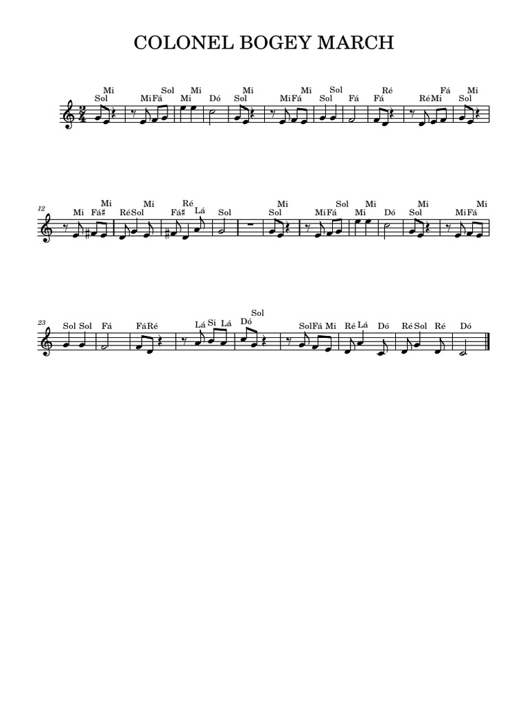 Colonel Bogey March - Adaptação Lira | PDF