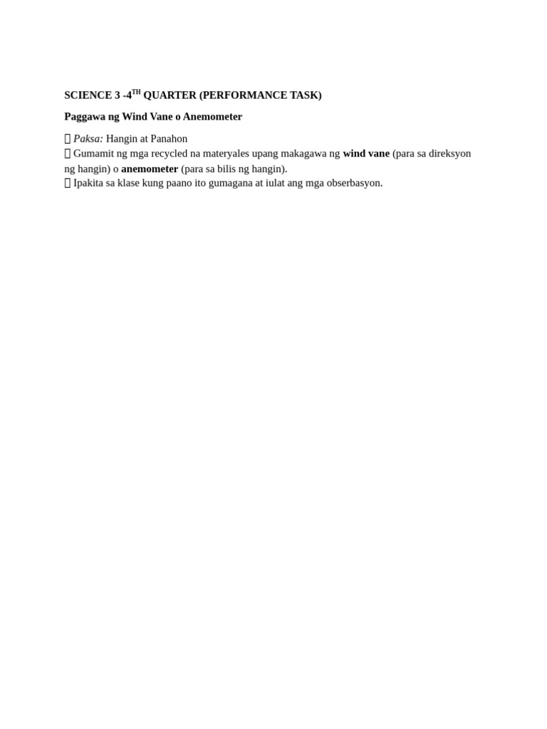 Science 3 Performance Task | PDF