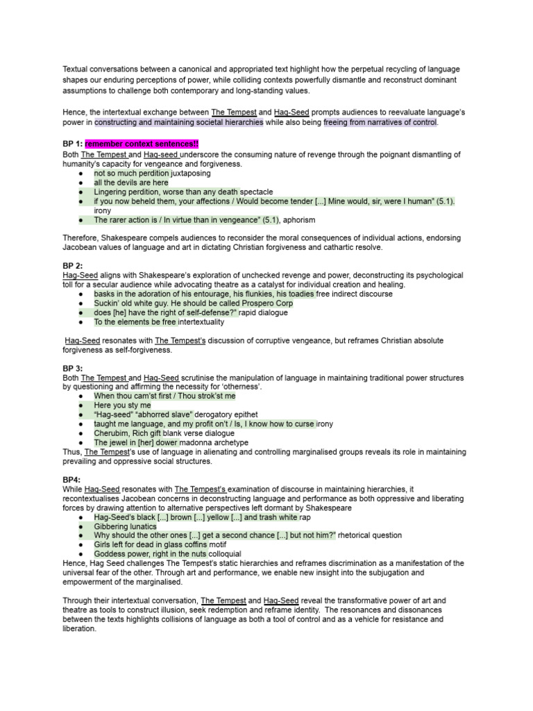 Emily Jin - MOD A The Tempest & Hag-Seed | PDF | The Tempest