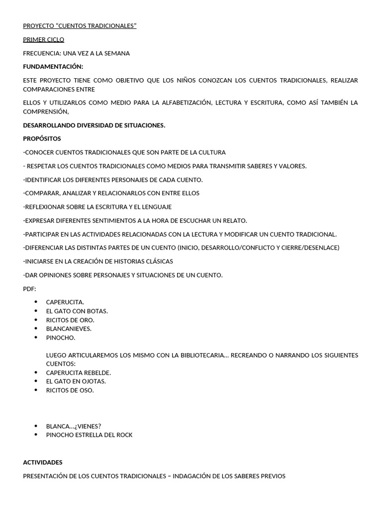Proyecto Cuentos Tradicionales | PDF | Blanco como la nieve