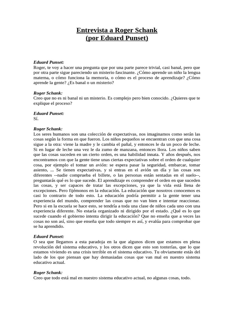 Aprendizaje y Crisis Educativa según Schank | PDF | Aprendizaje | Plan ...