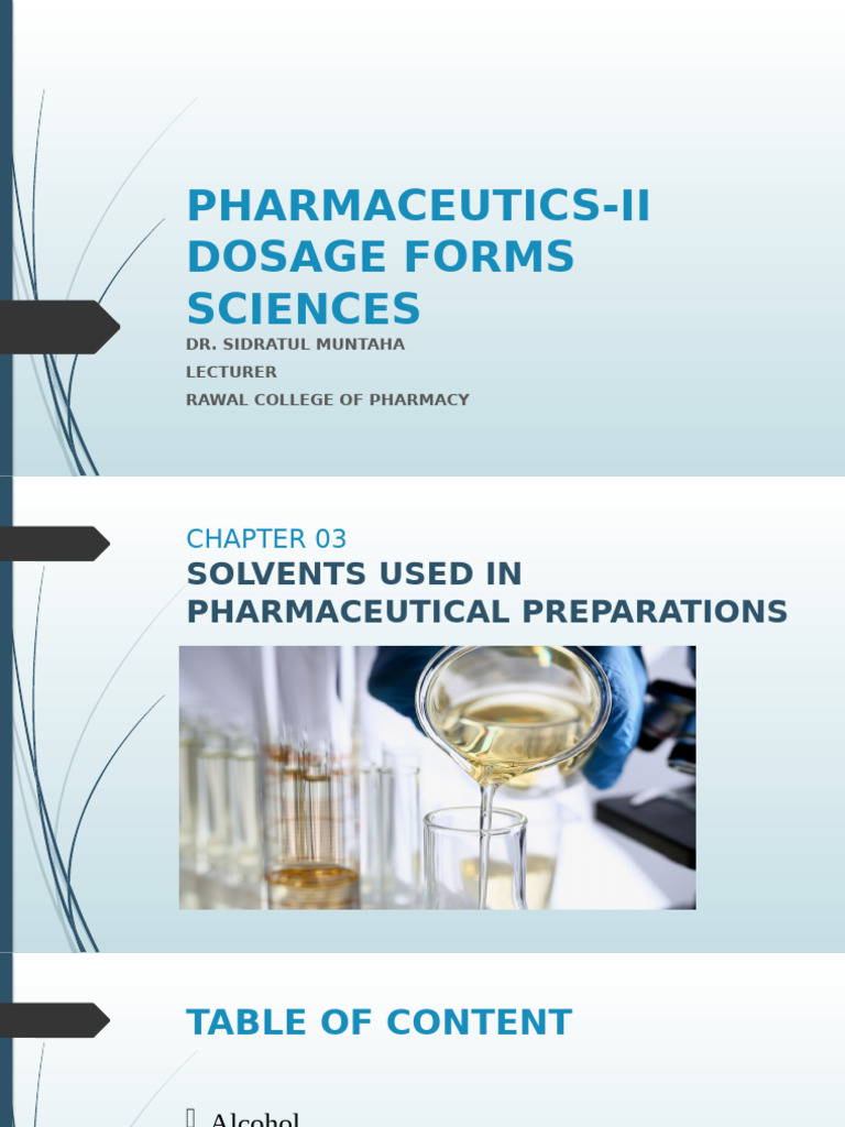 Chapter 03 - Solvents Used in Pharmaceutical Preparations | PDF ...