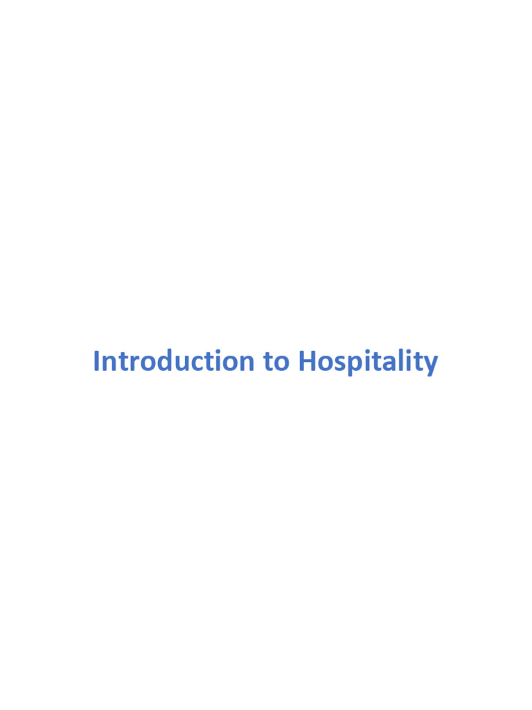 Introduction To Hospitality | PDF | Hotel | Meal