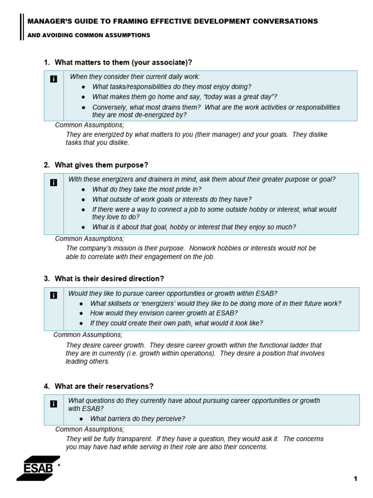 Development Conversation Framing Tool For Managers - 2022 | PDF ...