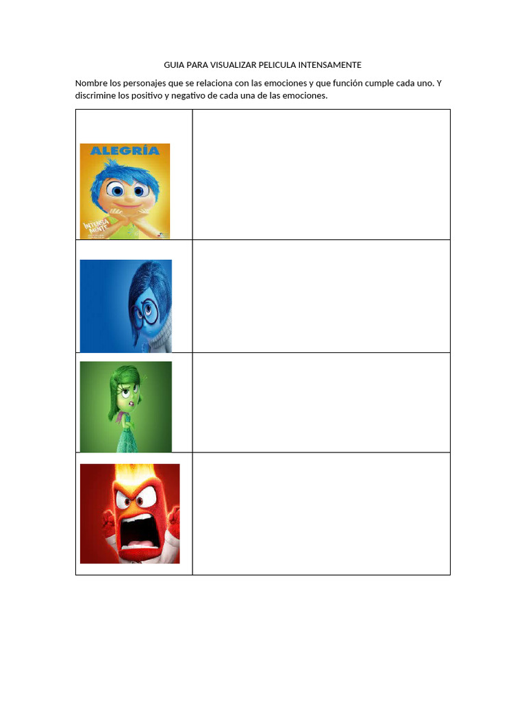 Guia para Visualizar Pelicula Intensamente | PDF