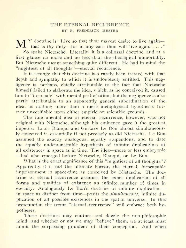 Understanding Nietzsche's Eternal Recurrence | PDF | Infinity ...