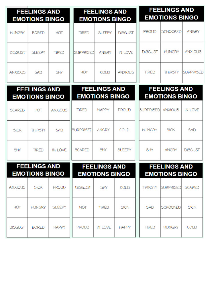 3 Cópias - FEELINGS AND EMOTIONS BINGO | PDF