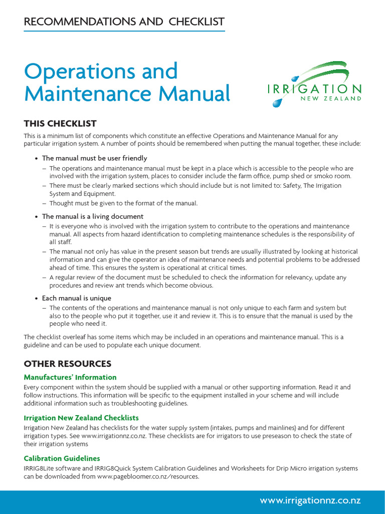 Operation and Maintenance Manual | PDF