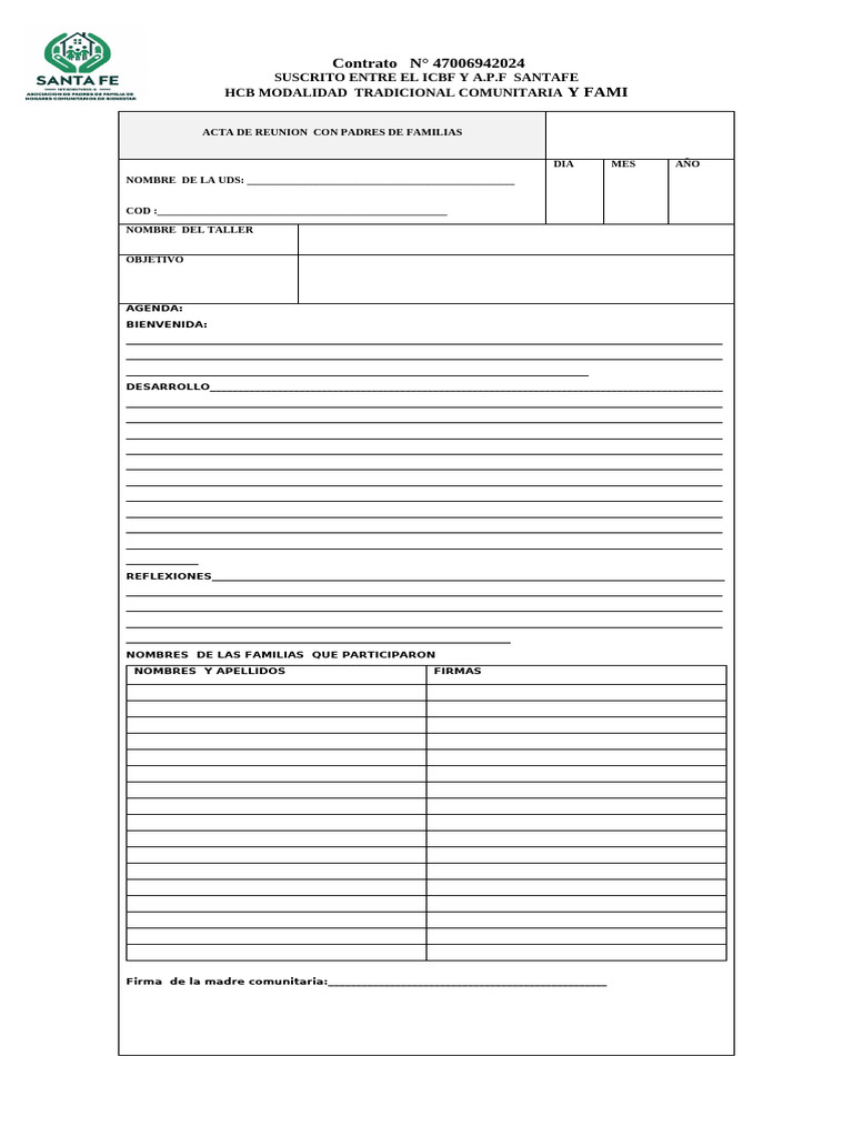 FORMATO DE REUNION CON PADRES DE FAMILIA | PDF