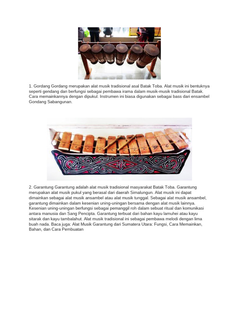 Alat Musik Tradisional Batak Toba | PDF