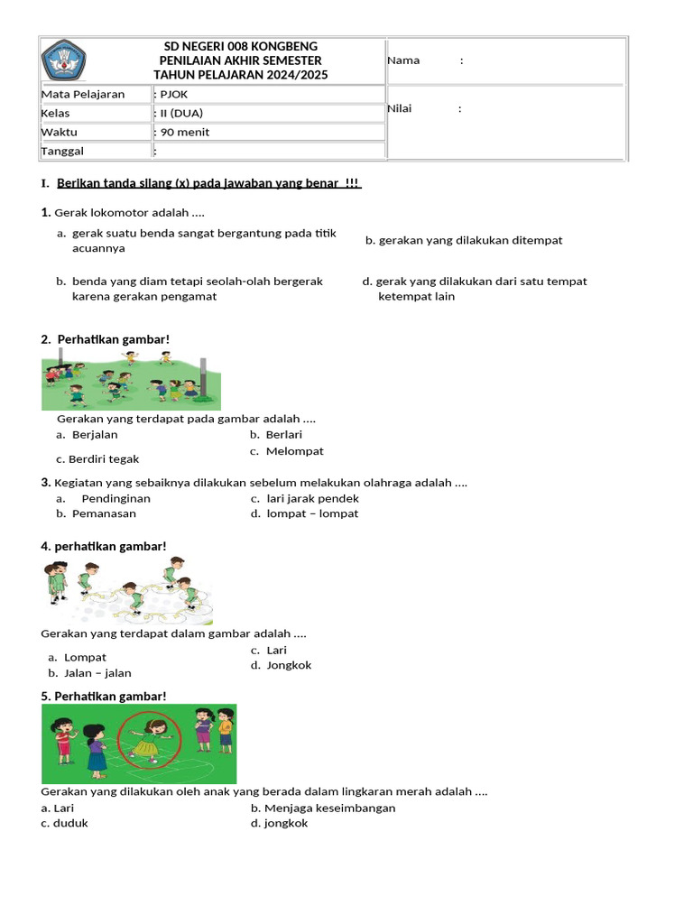 Soal Uas 2 Pjok Kelas 2 B 2025 | PDF