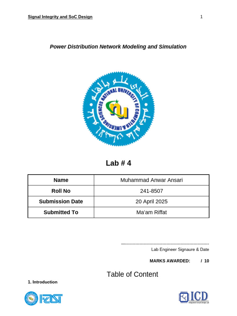 Report - Lab - 4 - SoC - M.Anwar Ansari | PDF | Electrical Impedance ...