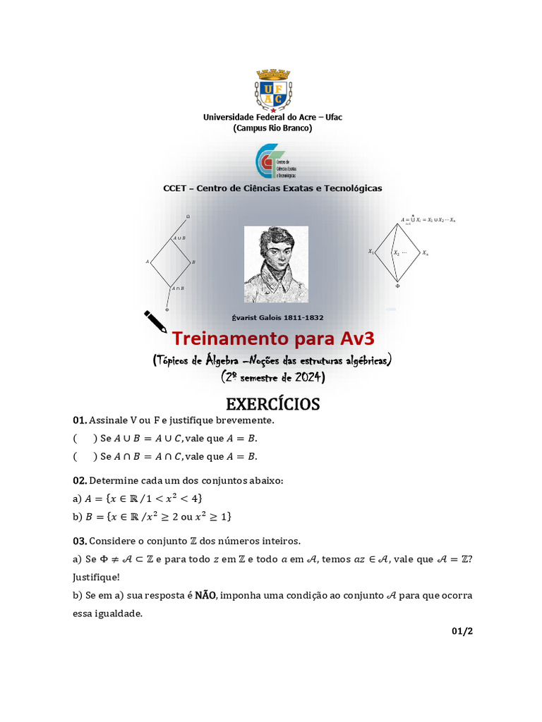 Treinamento Av3-Tópicos de Alg | PDF | Matemática | Álgebra abstrata