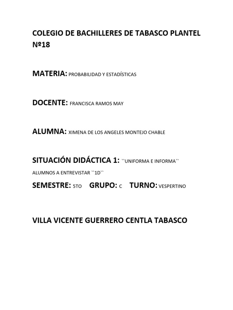 SITUACION DIDACTICA Nº1 UNIFORMA E INFORMA | PDF