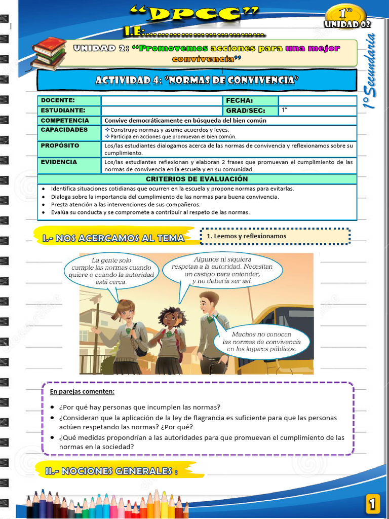 1° DPCC - Actv.04-Uni.2 2023 | PDF | Escuelas | Regulación