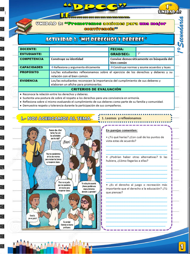 1° DPCC - Actv.03-Uni.2 2023 | PDF | Derechos humanos | Derechos