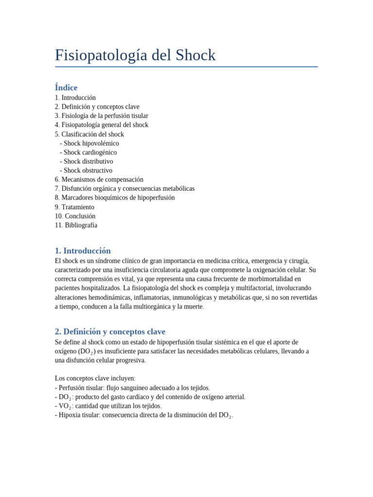 Monografía - Fisiopatología - Shock - Hipoperfusión Tisular | PDF ...