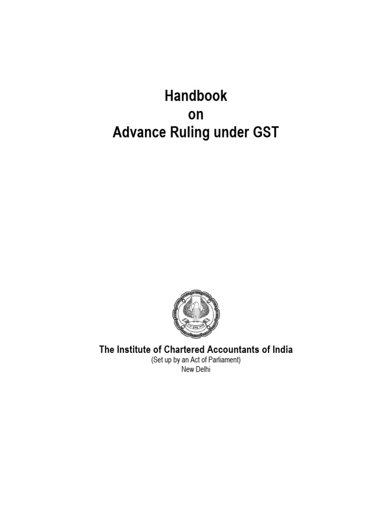 Handbook On Advance Ruling Under GST | PDF | Taxes | Payments