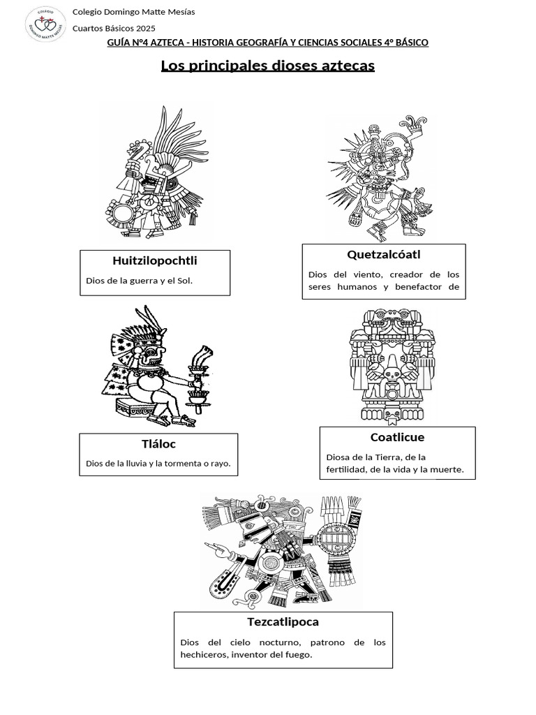 Principales dioses aztecas para niños | PDF