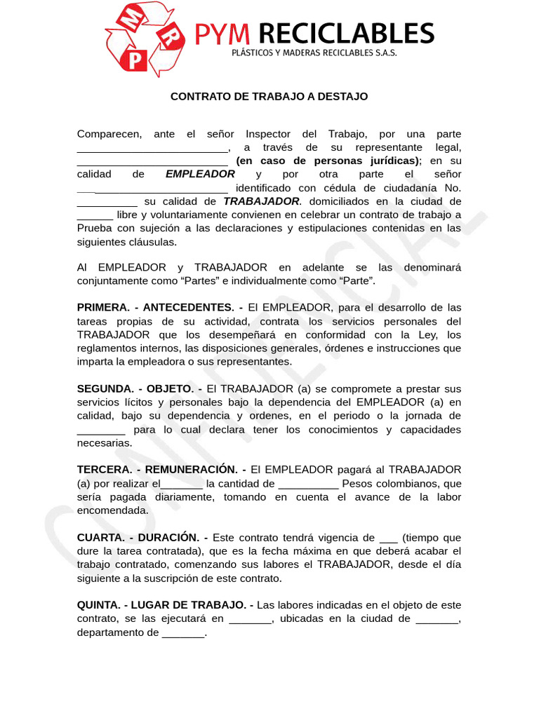 Contrato Destajo | PDF | Justicia | Crimen y violencia