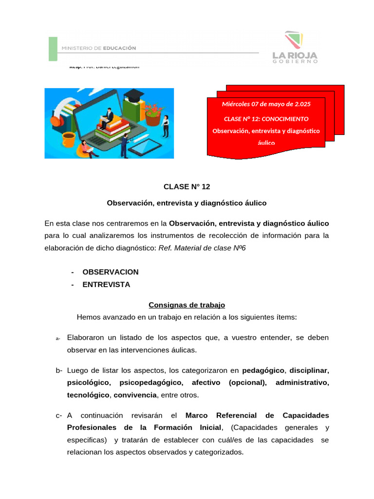 4 Clase N 12 Reflexion Obser Entrevista y Diagnostico Aulico ...