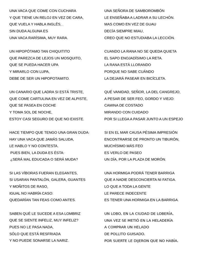Una Vaca Que Come Con Cuchara | PDF