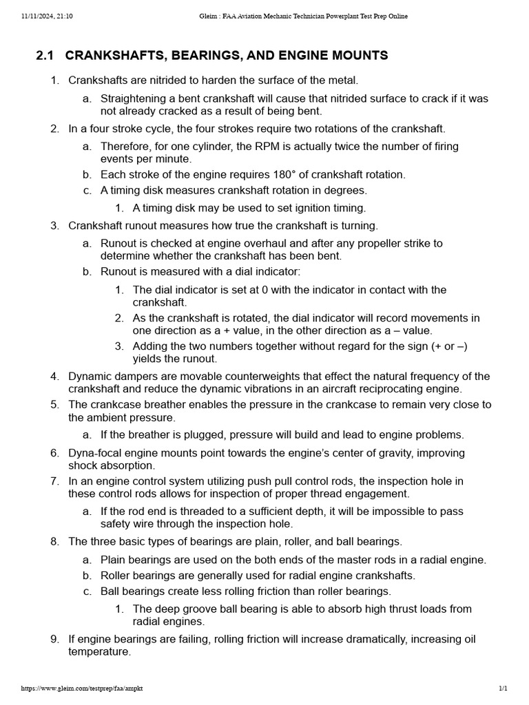 1 - Crankshafts, Bearings and Engine Mounts | PDF | Bearing (Mechanical) | Engines