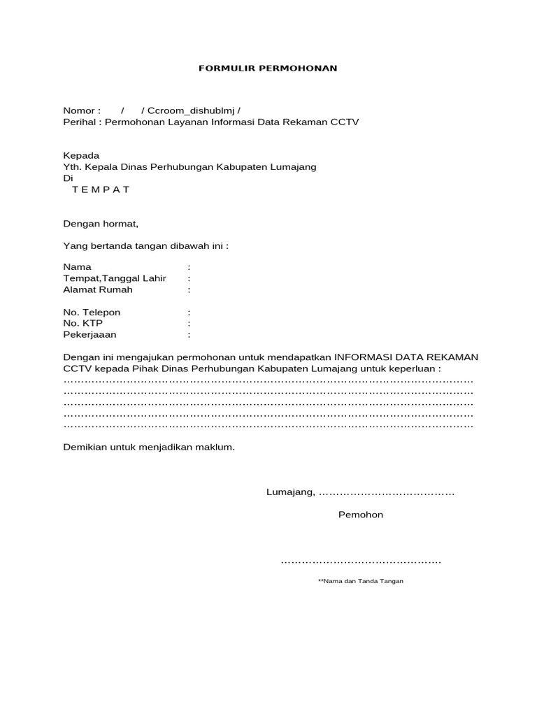 Formulir Permohonan | PDF
