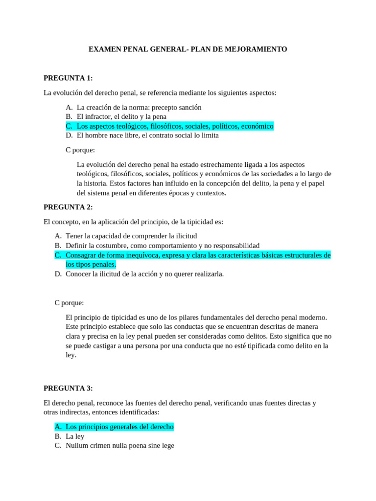 Examen Penal General | PDF | Derecho penal | Castigos