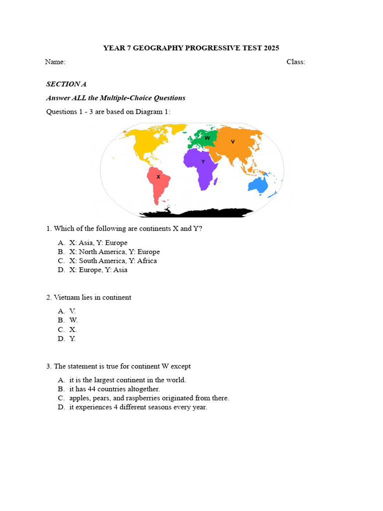 Year 7 Geography Test 2025 | PDF | Map | Cartography