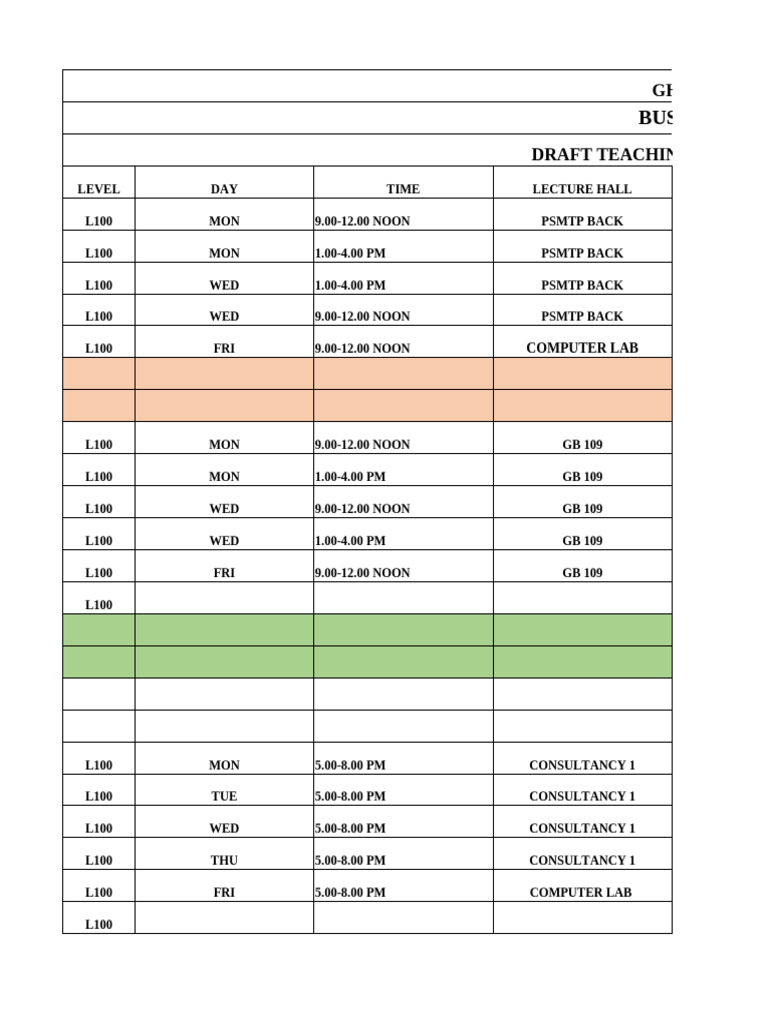 1 2nd Semester Undergrad Teaching Timetable For 2024-2025 Academic Year ...