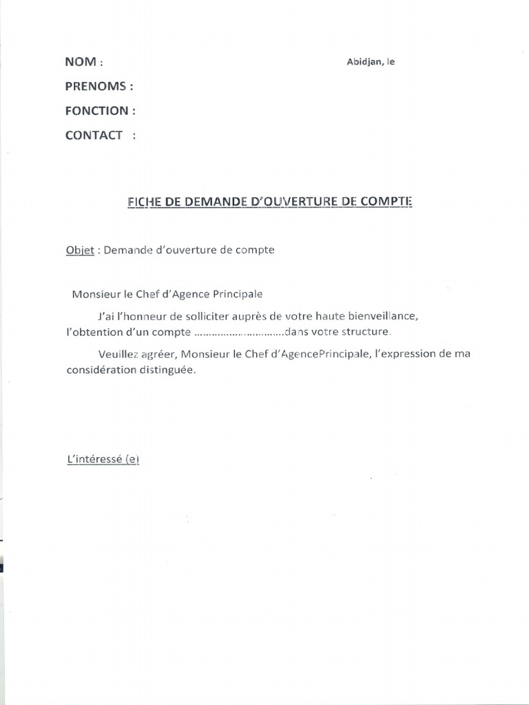 Demande Ouverture de Compte | PDF