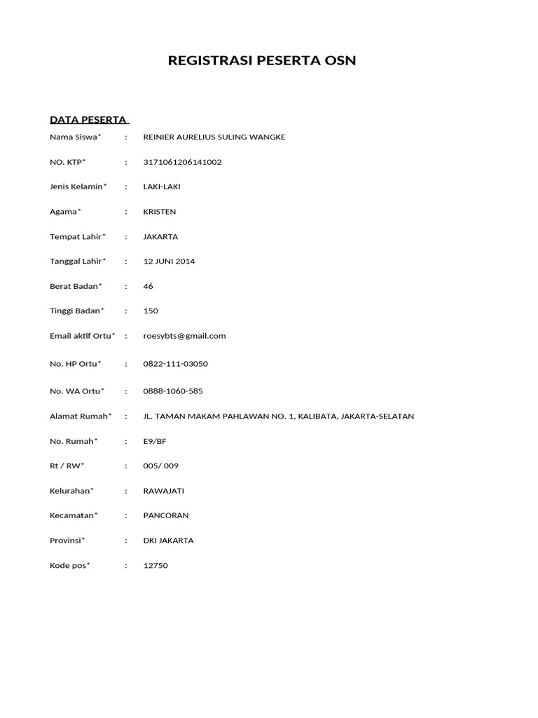 Registrasi Data Anak | PDF