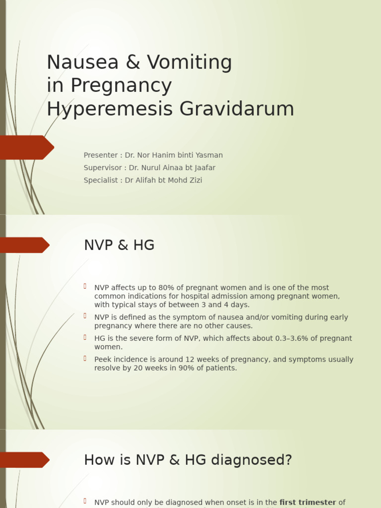 Nausea and Vomiting in Pregnancy | PDF | Nausea | Diseases And Disorders