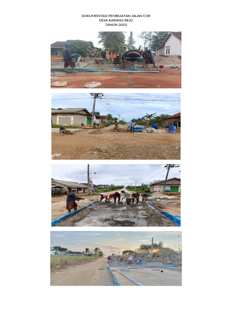 Dokumentasi Pembuatan Jalan Cor | PDF