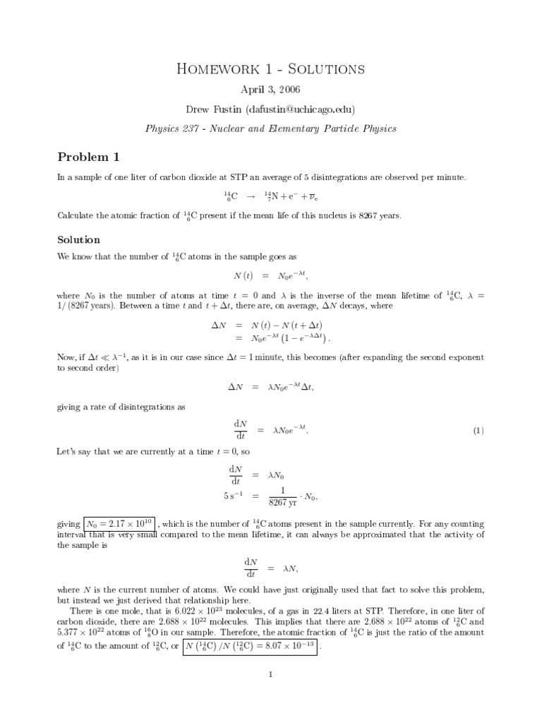 hw1 Sol | PDF | Normal Distribution | Neutron