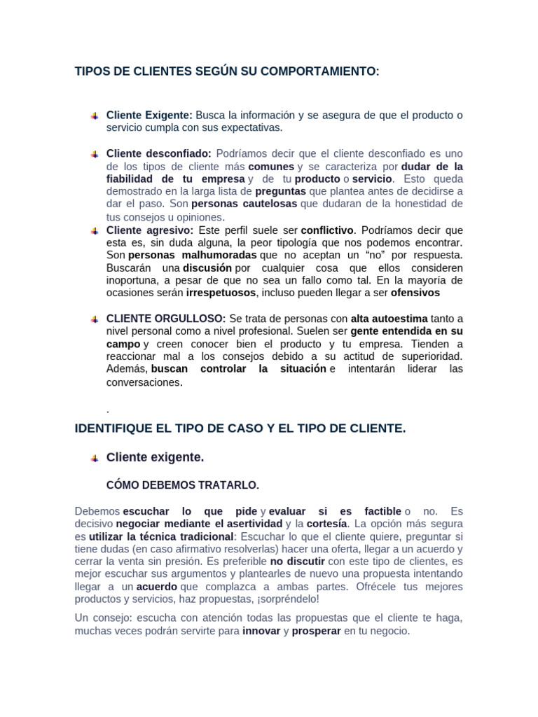 Tipos de Clientes Según Su Comportamiento | PDF | Cliente