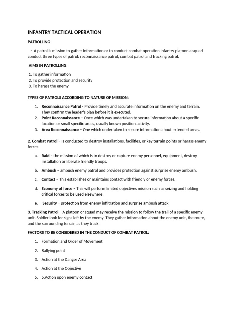 FUNDAMENTALS-OF-INFANTRY-OPERATION | PDF