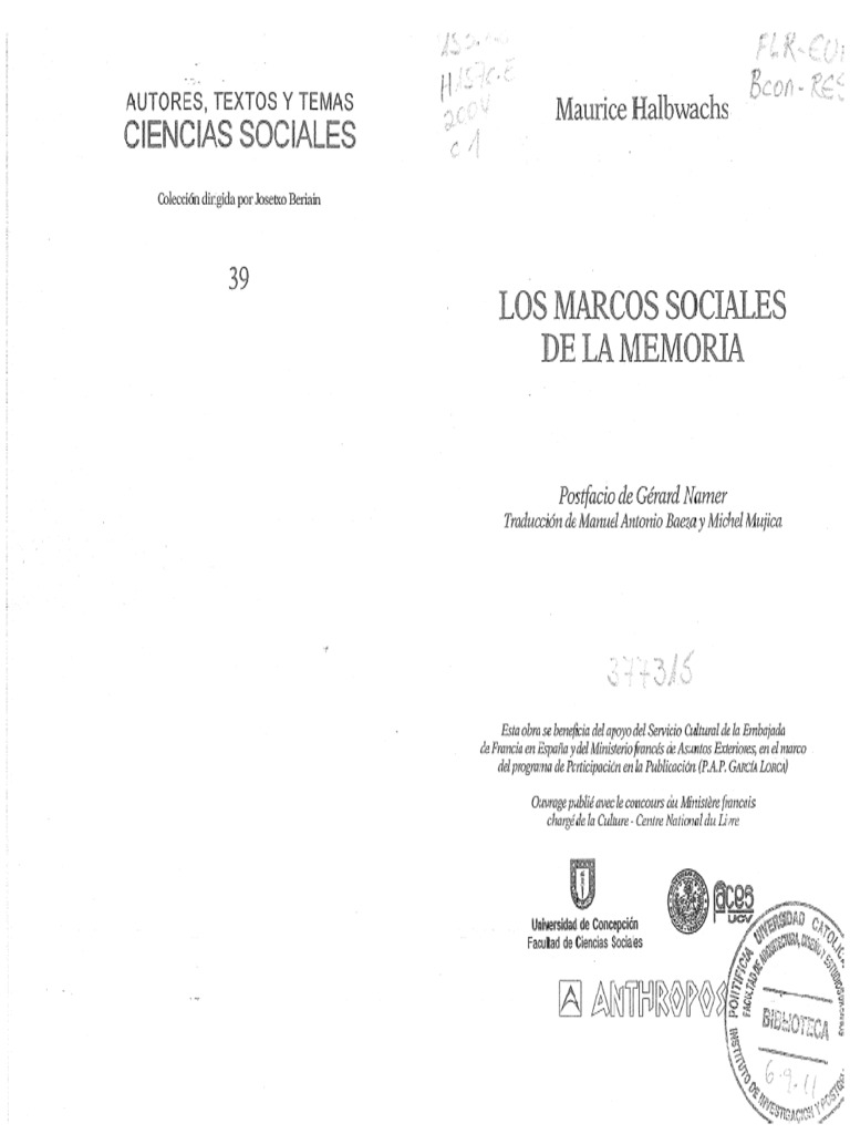 Los Marcos Sociales de La Memoria Maurice Halbwachs | PDF