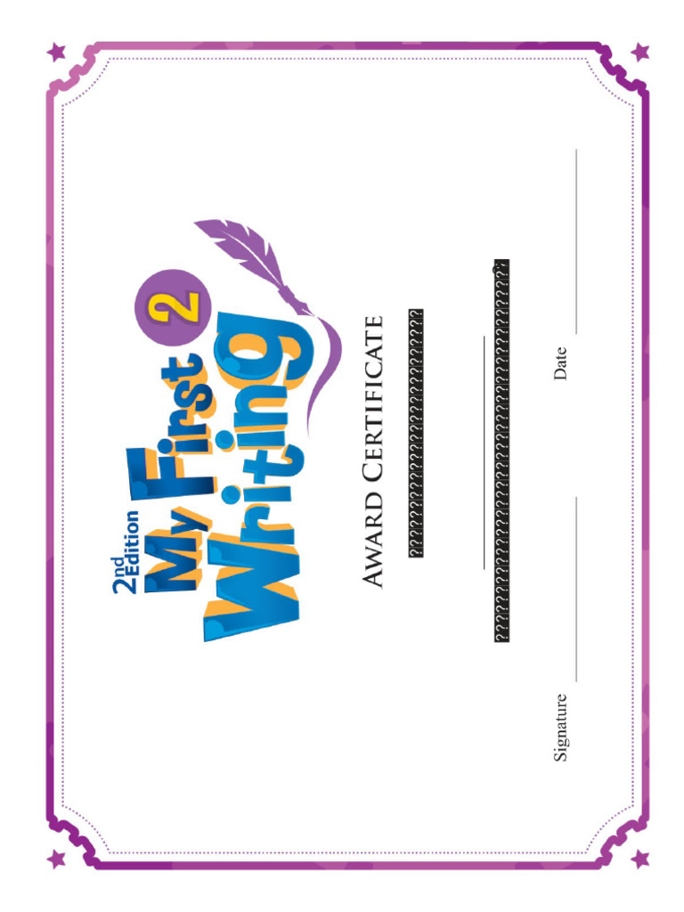 My First Writing 2-Award Certificate | PDF