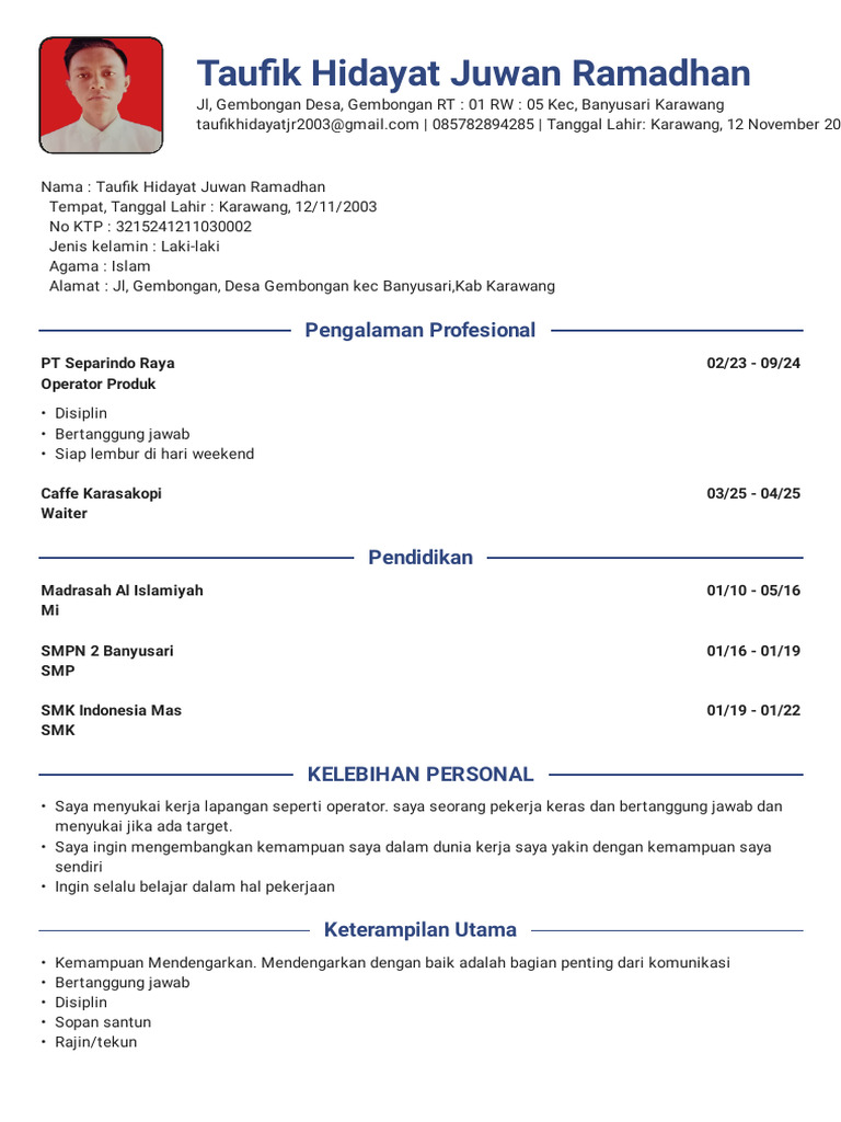 Taufik Hidayat Juwan Ramadhan - Resume | PDF