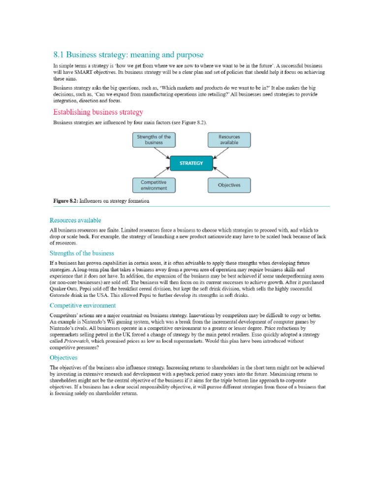 Chapter 8 Business Strategy | PDF