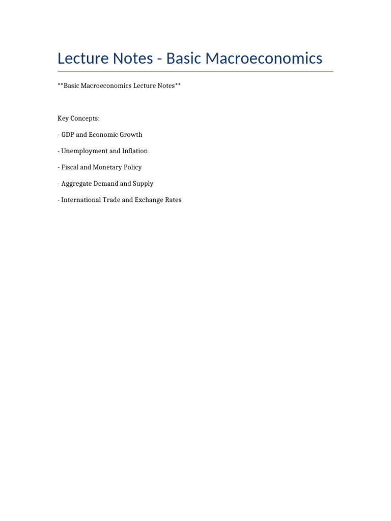 Lecture Notes - Basic Macroeconomics | PDF