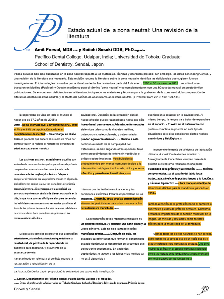 Revisión sobre la zona neutral en prótesis | PDF