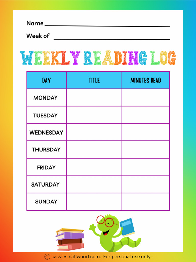 Free Printable Weekly Reading Log | PDF